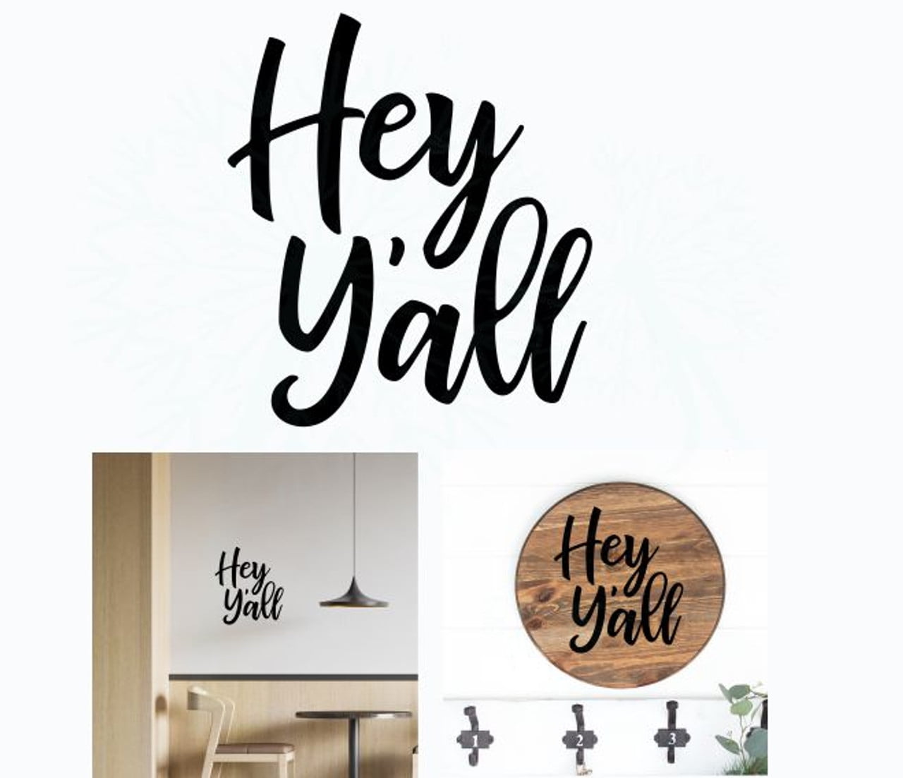 Decal for Round Wood Hey Y'all - Vinyl Wall Art Sticker - Quotes Wall ...