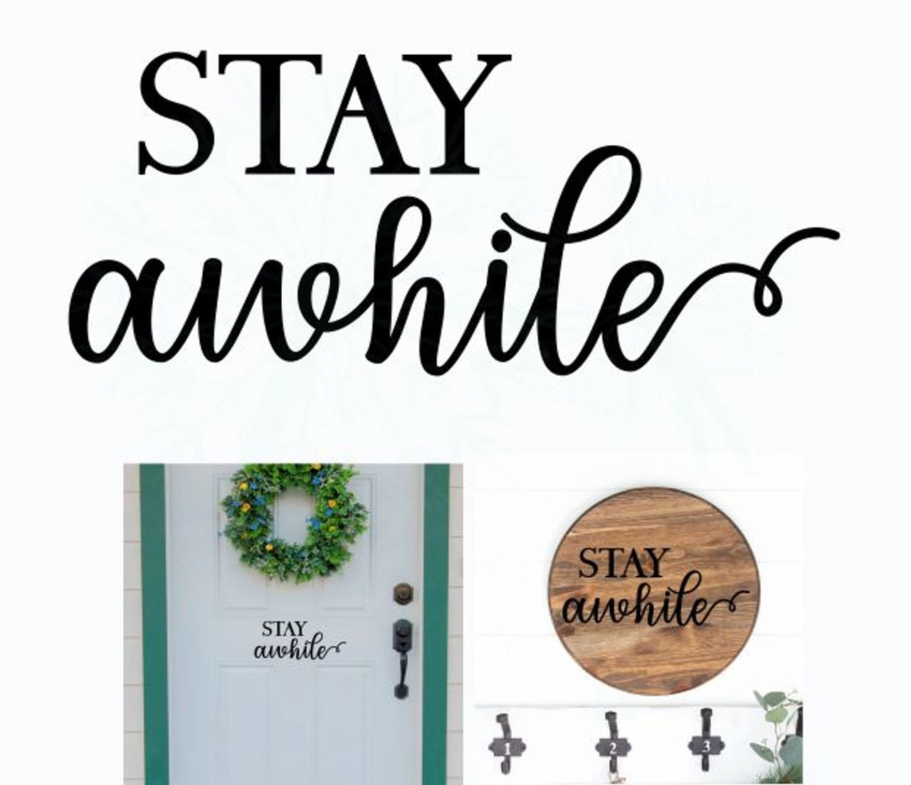 Decal for Round Wood Stay Awhile - Vinyl Wall Art Sticker - Quotes Wall ...
