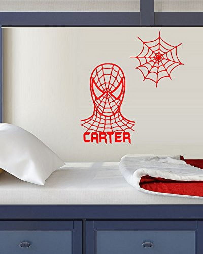 Decal ~ Spider-Man Face with Name and Web (Custom Name) Wall Decal ...