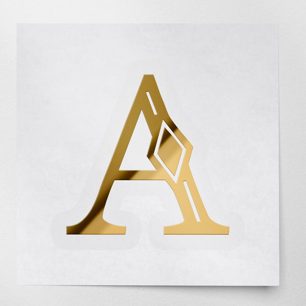 Decal Stickers of Diamond Character A (Metallic Gold) (Set of 2) Luxury Weatherproof Vinyl Decal ...