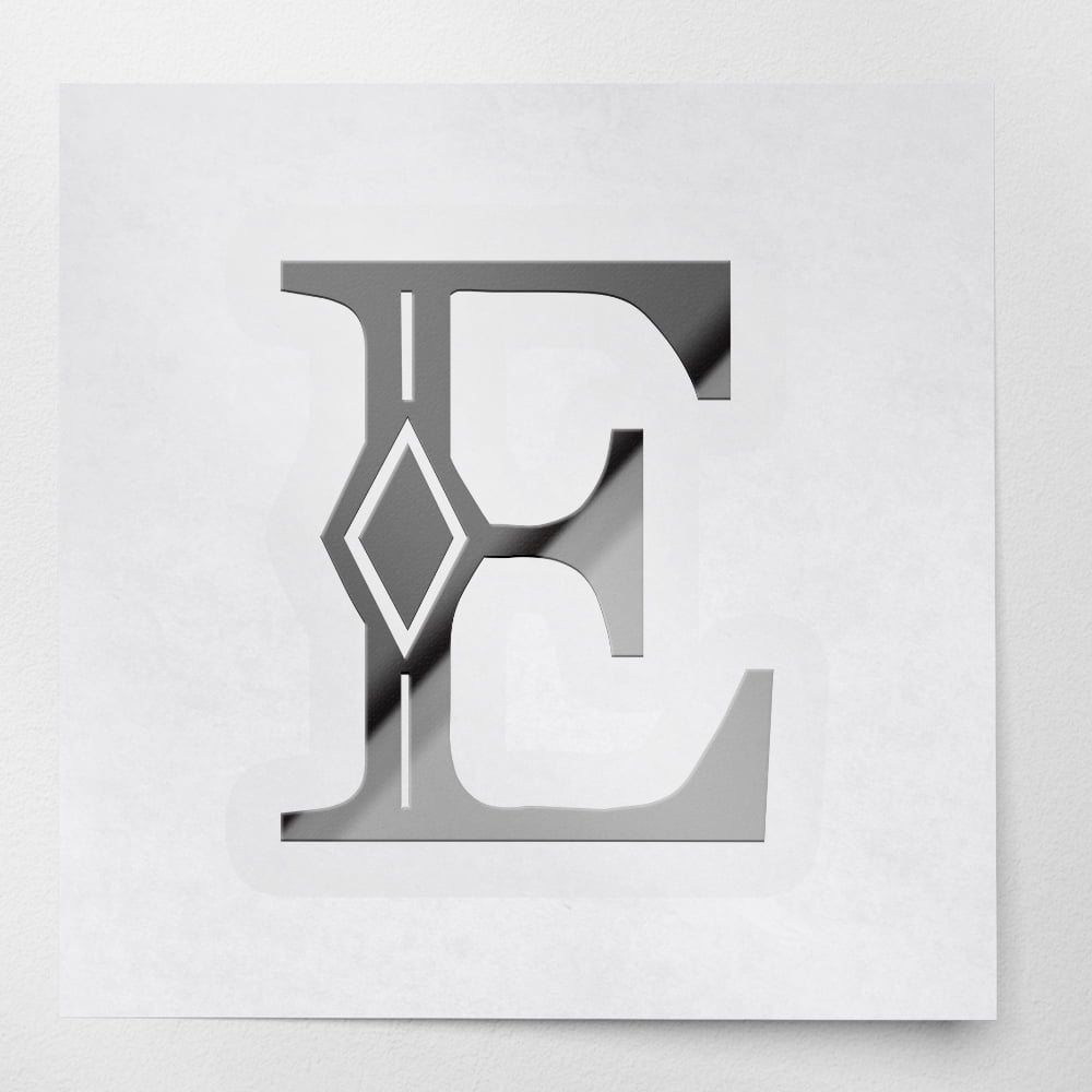 Decal Stickers of Diamond Character E (Metallic Silver) (Set of 2 ...