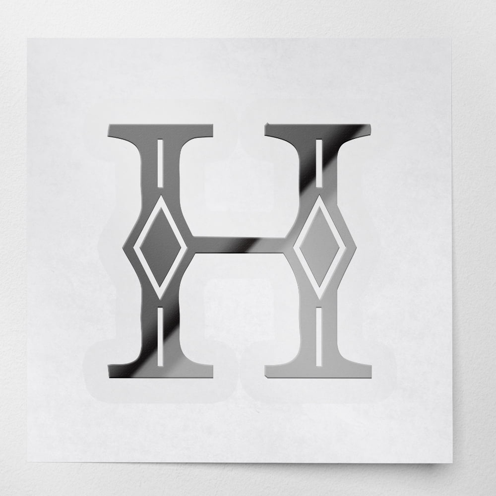 Decal Stickers of Diamond Character H (Metallic Silver) (Set of 2) Premium Waterproof Vinyl ...