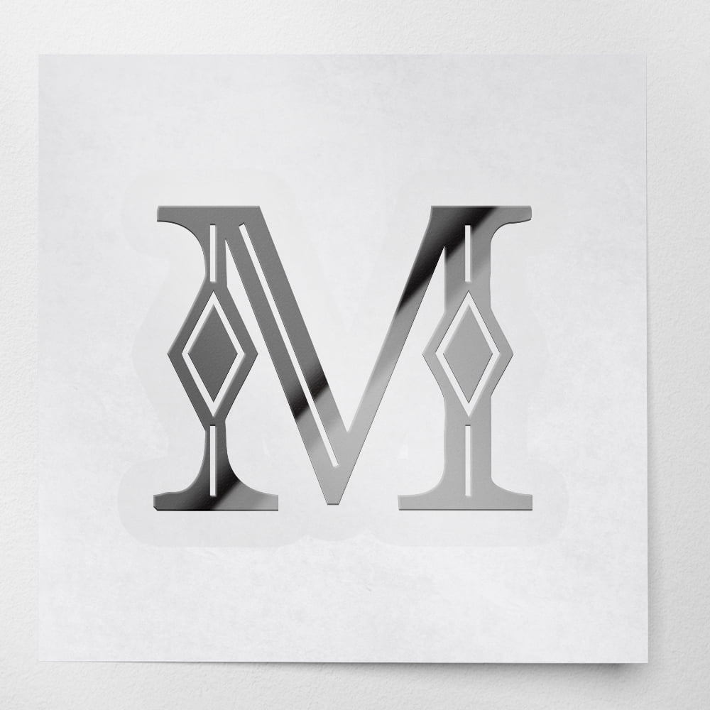 Decal Stickers of Diamond Character M (Metallic Silver) (Set of 2 ...