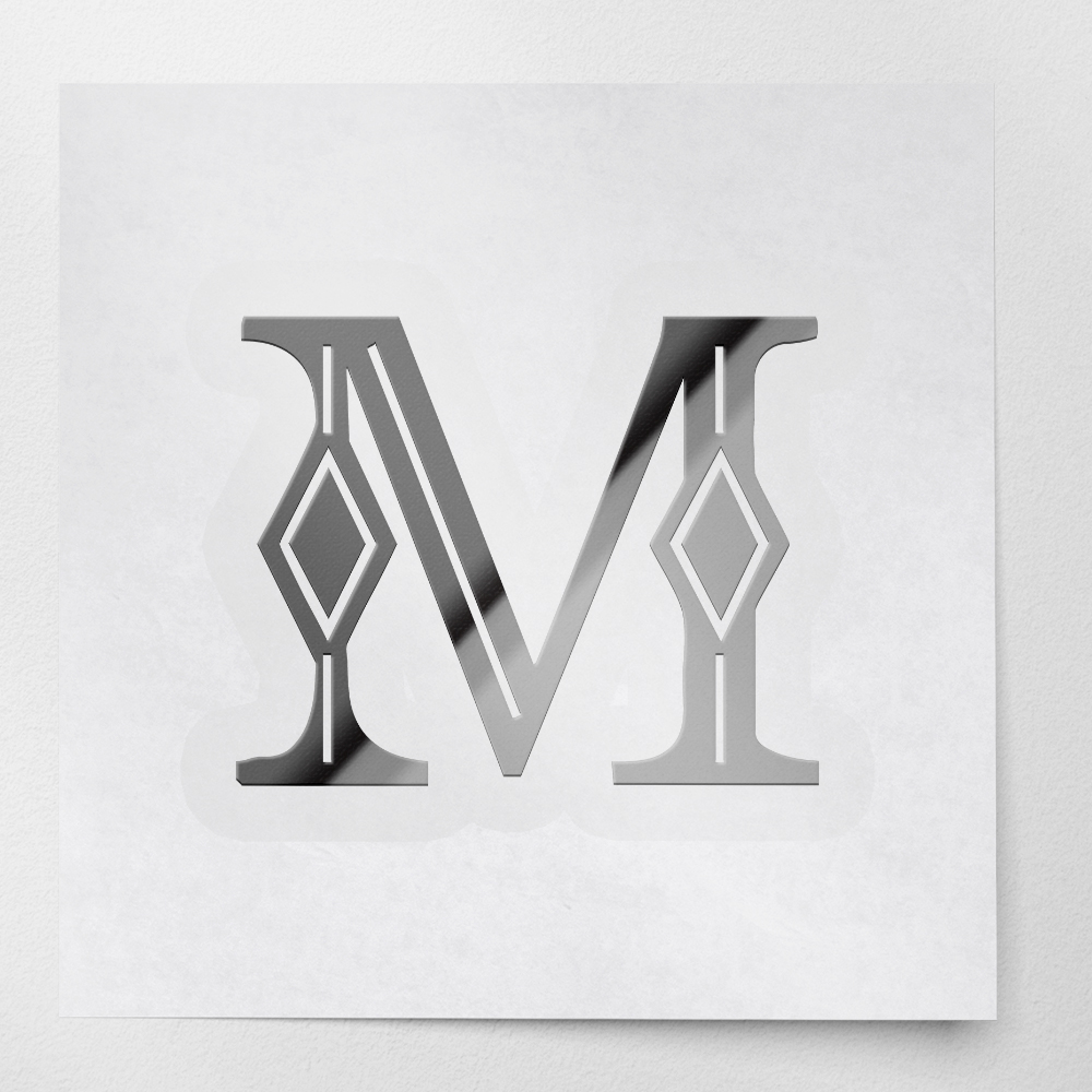 Decal Stickers of Diamond Character M (Metallic Silver) (Set Of 2 ...
