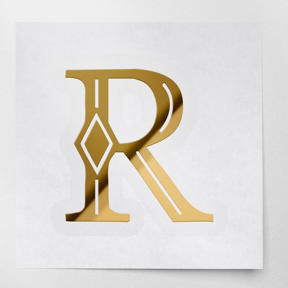 Decal Stickers of Diamond Character R (Metallic Gold) (Set of 2) Premium Waterproof Vinyl Decal ...