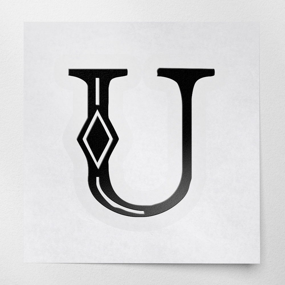 Decal Stickers of Diamond Character U (Black) (Set of 2) Luxury ...