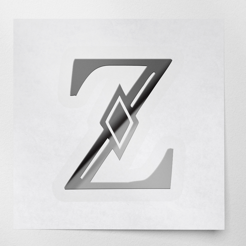 Decal Stickers of Diamond Character Z (Metallic Silver) (Set of 2) Luxury Weatherproof Vinyl ...