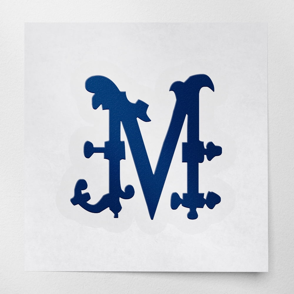 Decal Stickers of Elizabethan M (Navy Blue) (Set of 2) Luxury Weatherproof Vinyl Decal Stickers ...