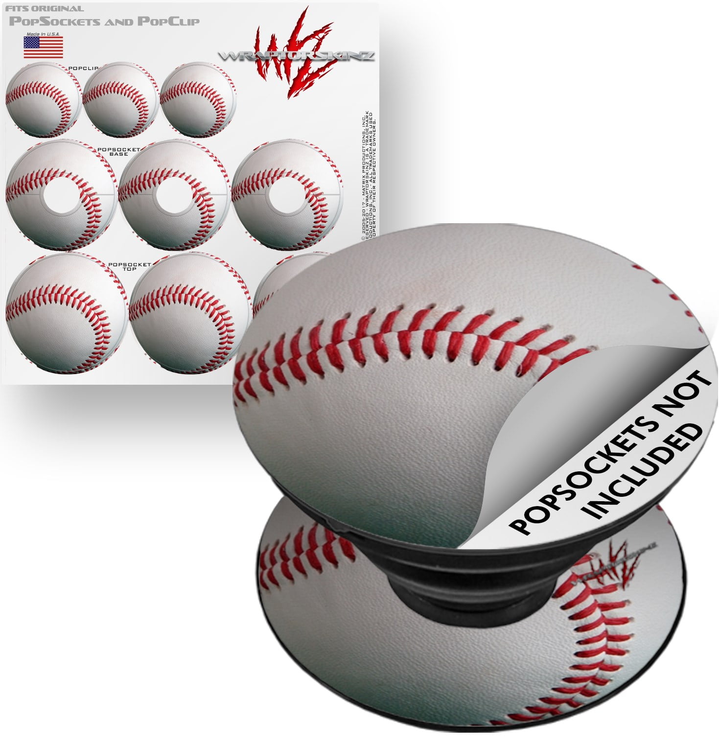 Decal Style Vinyl Skin Wrap 3 Pack for PopSockets Baseball (POPSOCKET ...