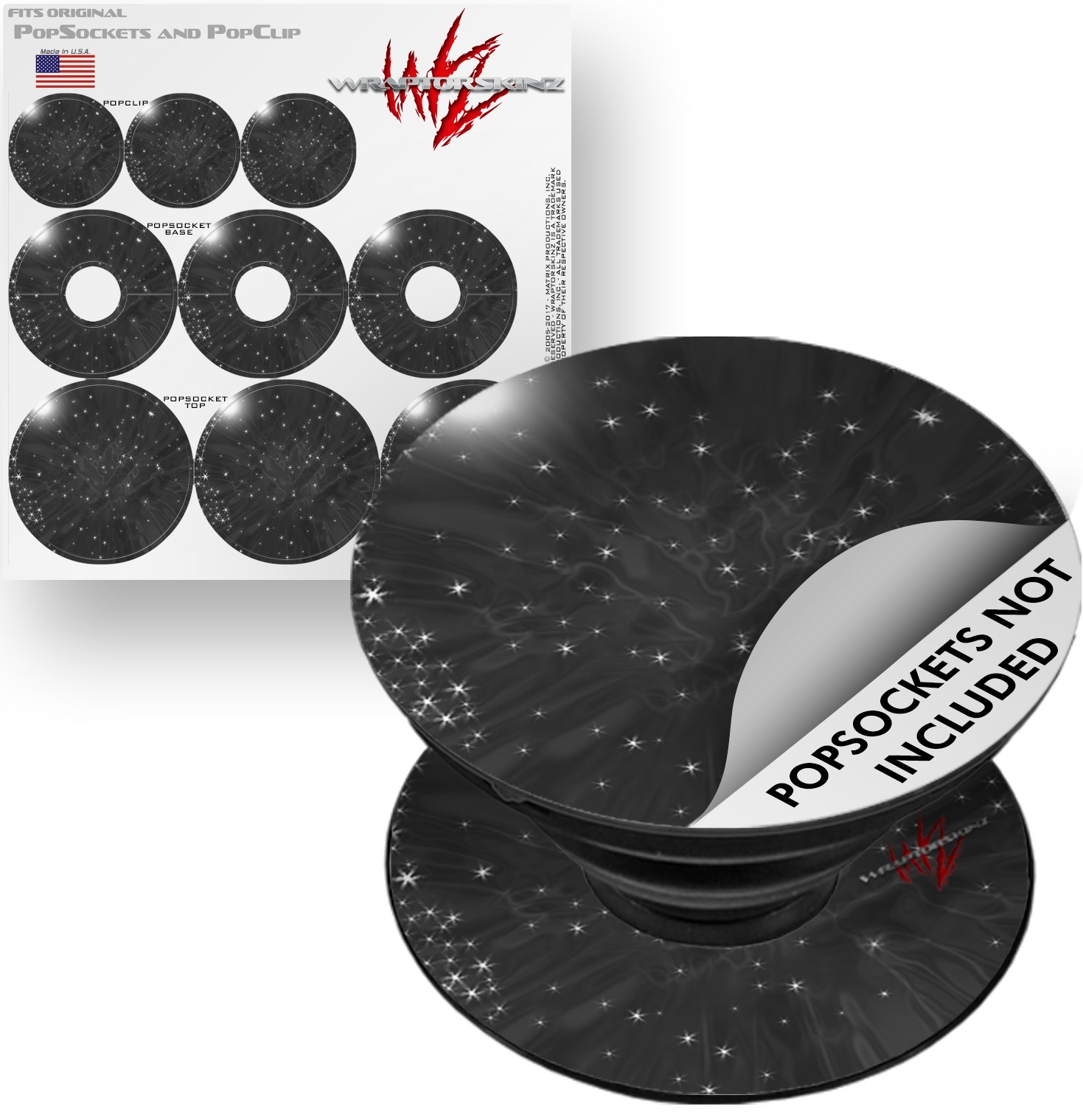 Decal Style Vinyl Skin Wrap 3 Pack for PopSockets Stardust Black ...