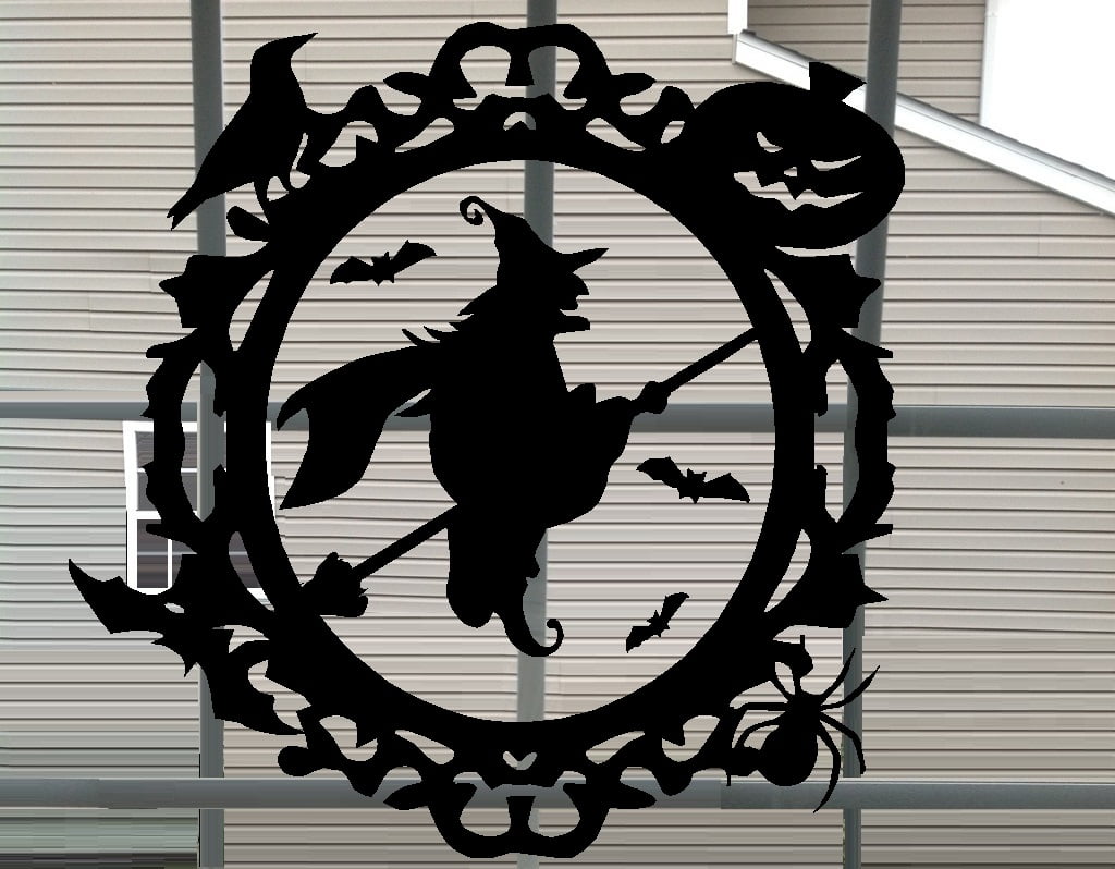 Decal ~ Witch in Halloween Frame ~ Wall or Window Decal 13" x 13.5 ...
