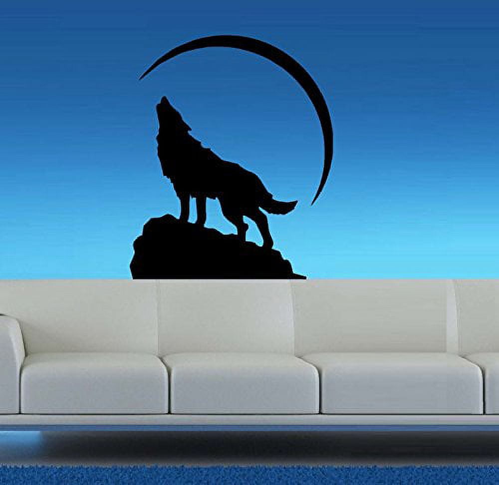 Decal ~ Wolf Howling at Moon: Wall or Window Decal ~ Choose Wall or ...