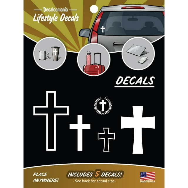 Decalcomania USA Christian Cross Decals - Set of 5 Stickers for Cars ...