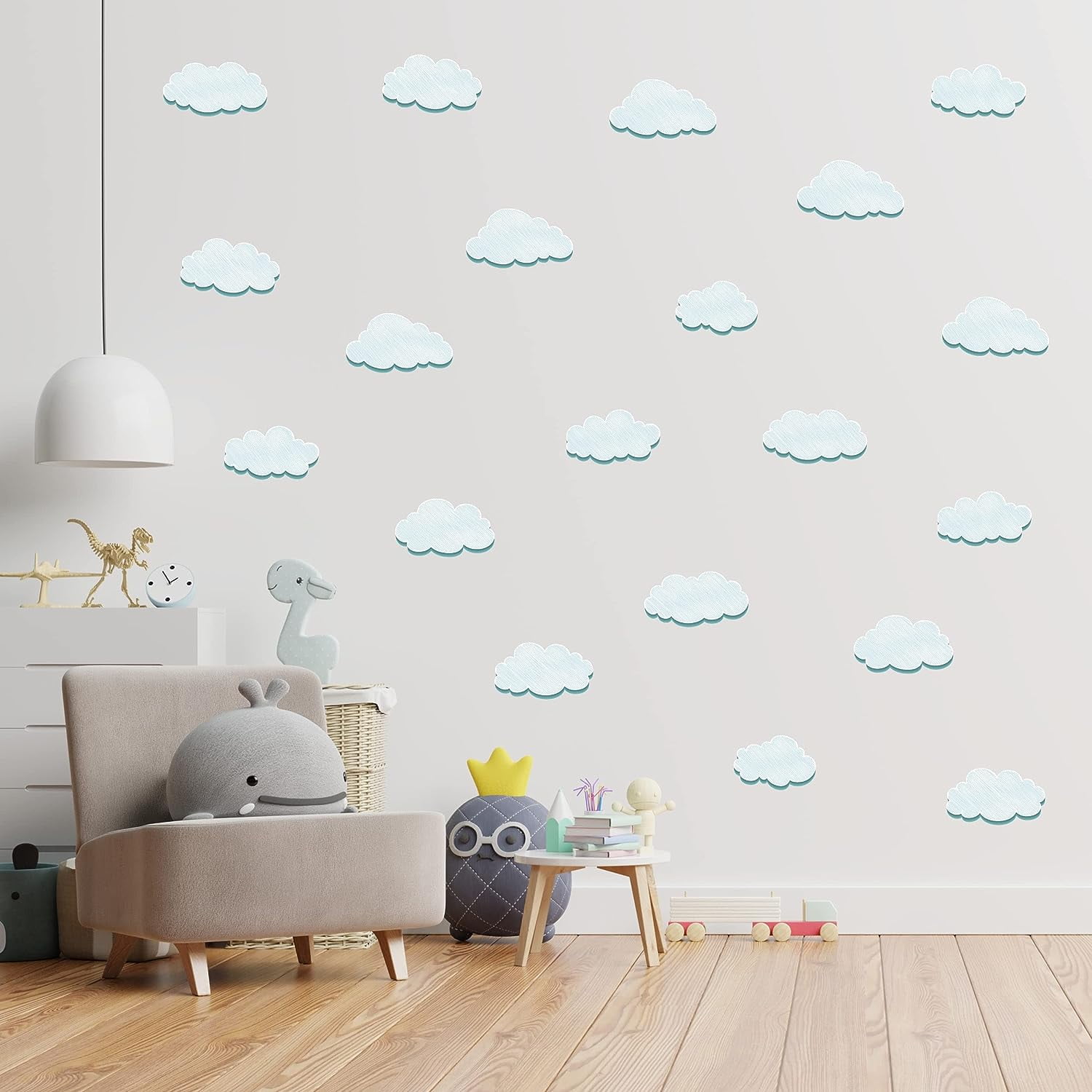 Decalcomania Cloud Wall Decals - Set of 34 White Clouds Wall Stickers ...