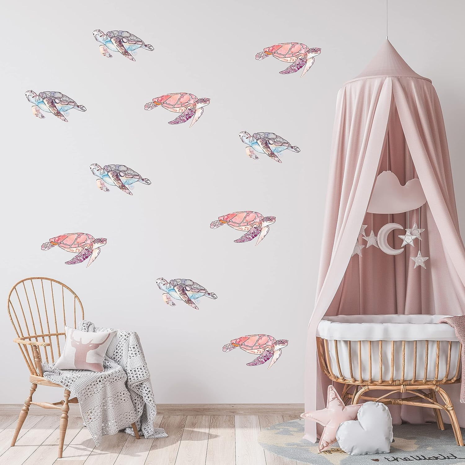 Decalcomania Sea Turtle Wall Decals - Set of 10 Watercolor Tortoise ...