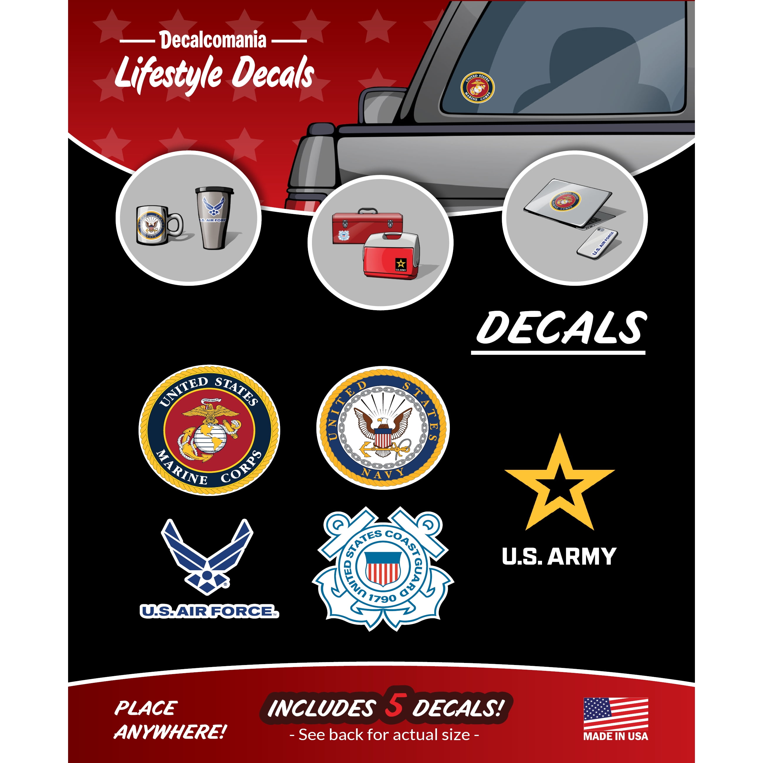 Decalcomania U.S. Military Stickers and Decals Logo Branches - Marine ...