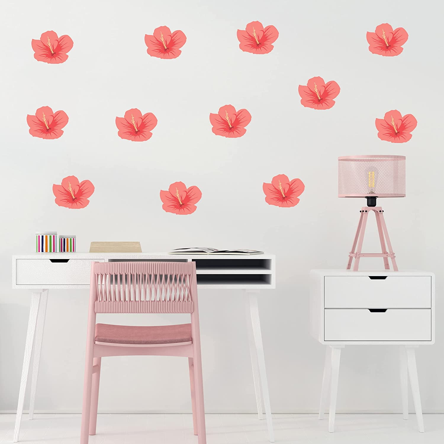 Decalcomania Wall Decor Tropical Flower Wall Decals - Set of 24 ...