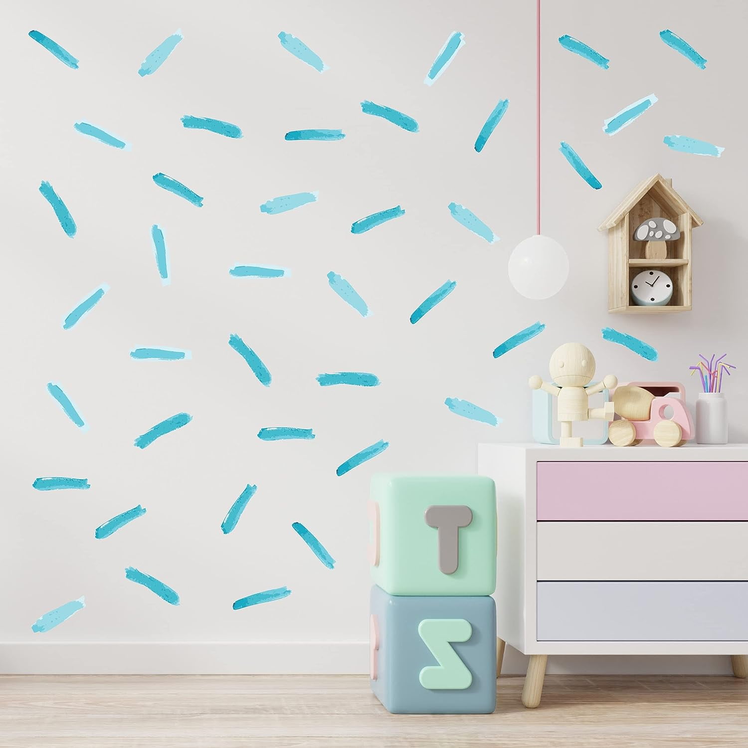 Decalcomania Watercolor Teal Line Wall Decals - Set of 140 Turquoise ...