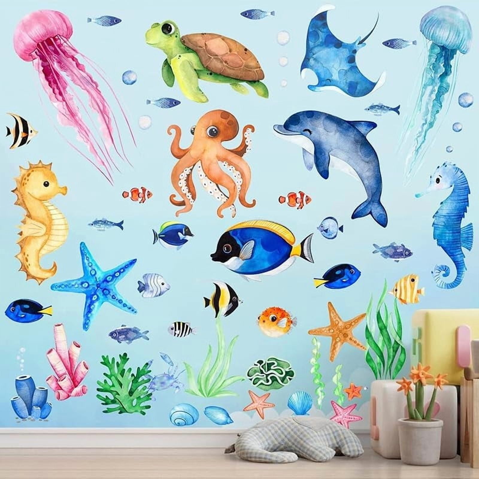 Decals Stickers, Under The Sea Wall Stickers Fish Turtle Jellyfish ...