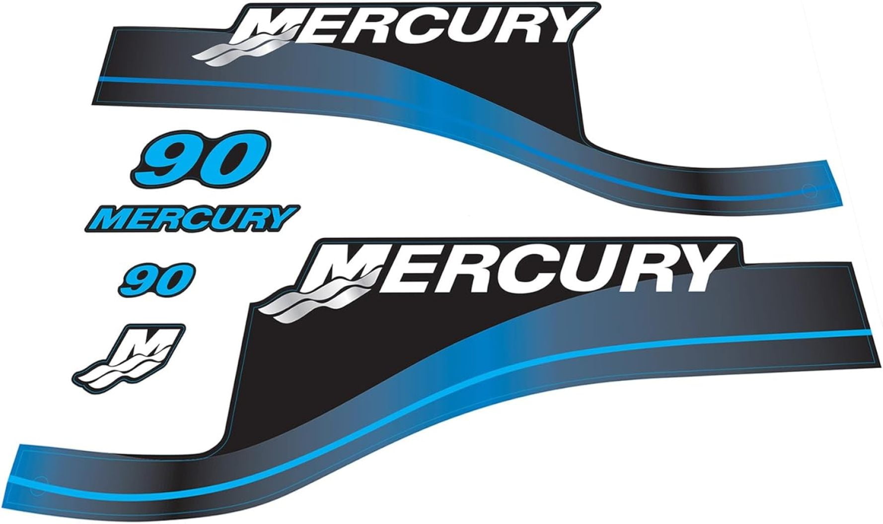 Decals for Mercury 90 hp Two Stroke Outboard Engine Decal Kit Sticker ...