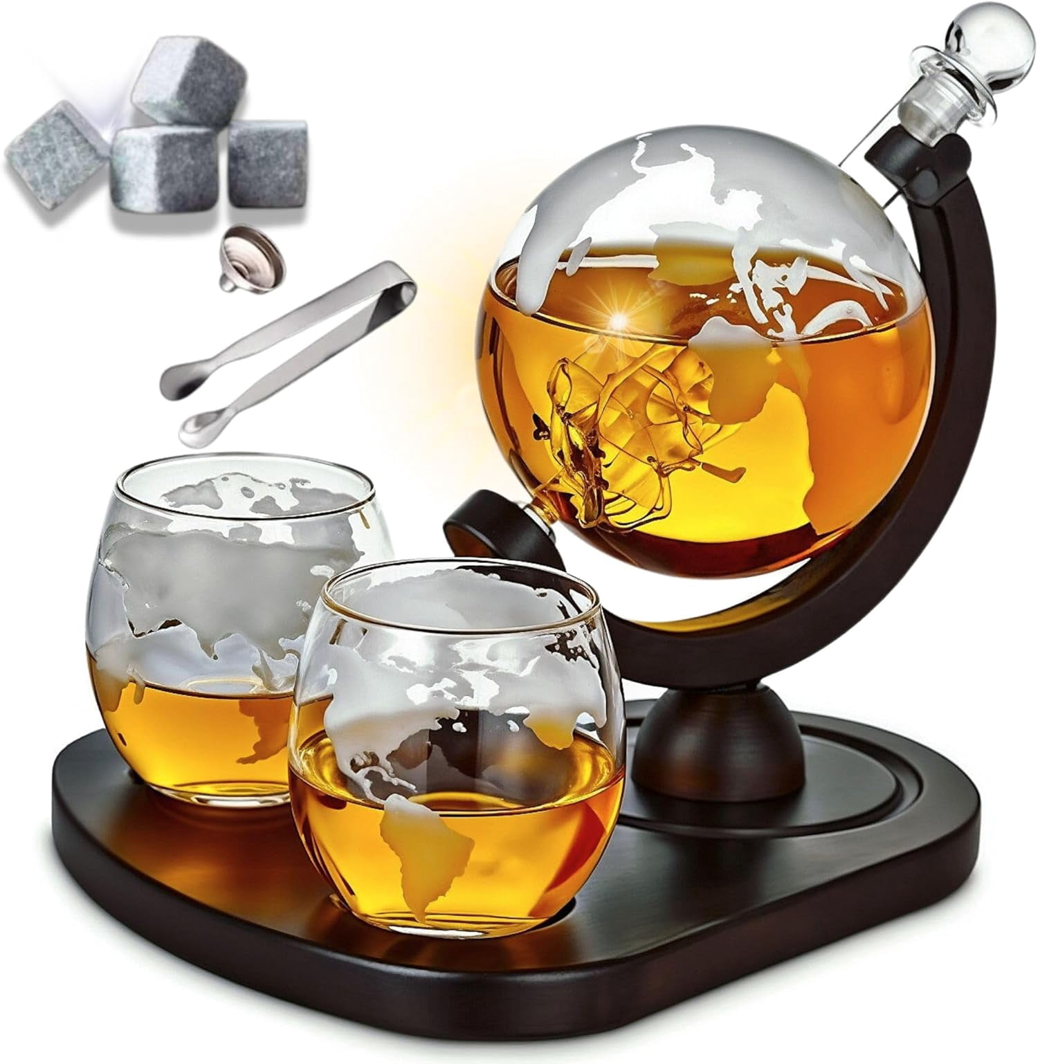 Decanter Globe Set with 2 Etched Globe Glasses | Decanter | Stones, Ice ...