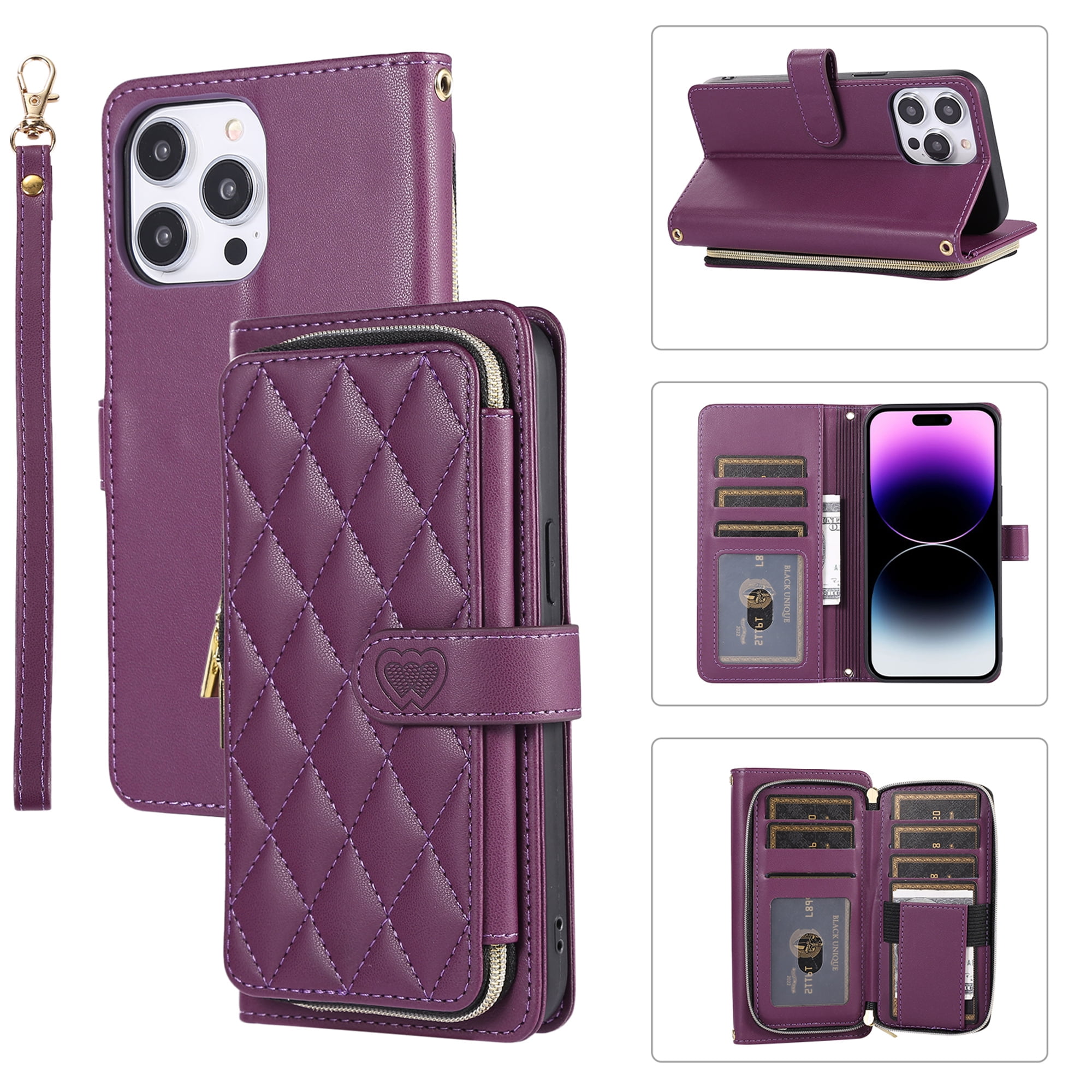 Decase Crossbody Wallet Case for iPhone 14, Shockproof Card Holder ...