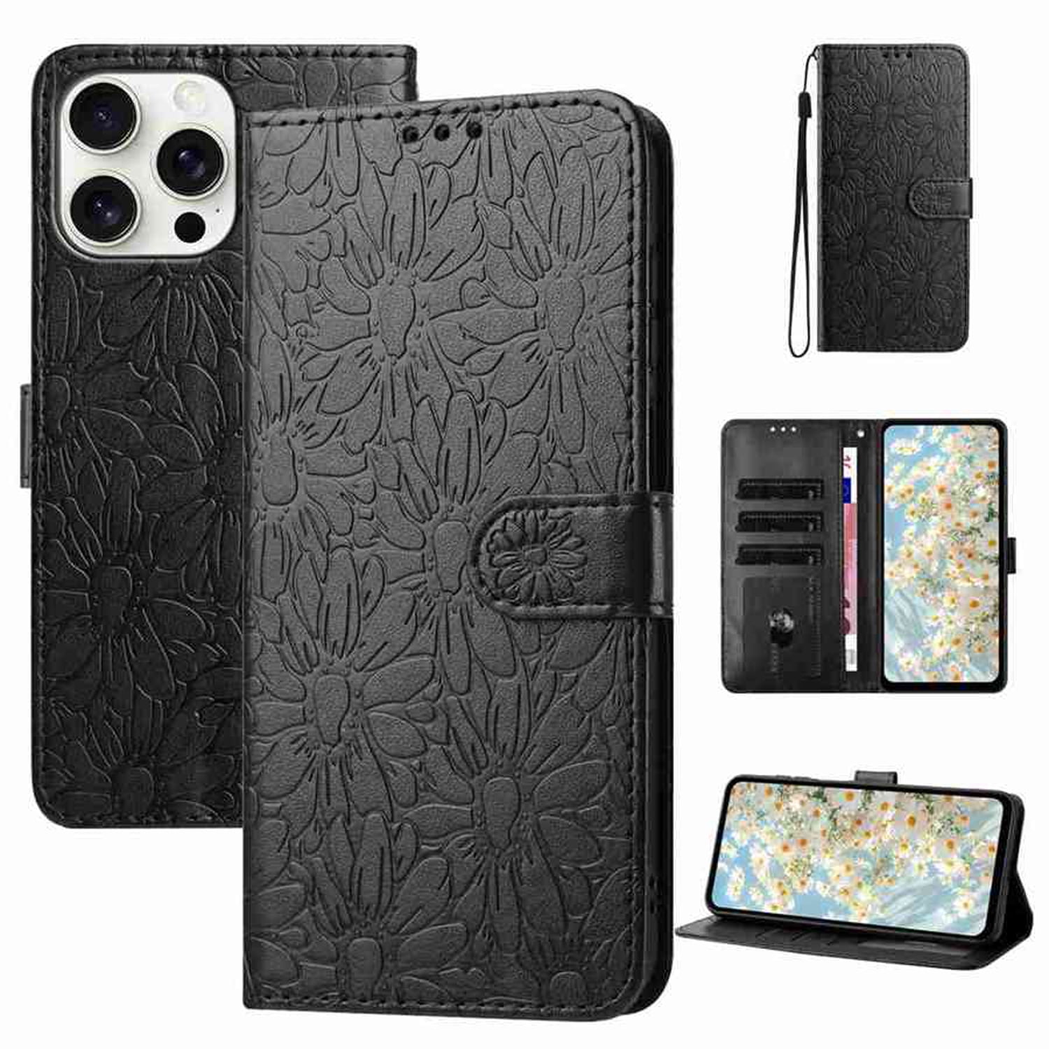 Decase Embossed Flip Wallet Case for iPhone 16 Pro,Fashion PU Leather ...