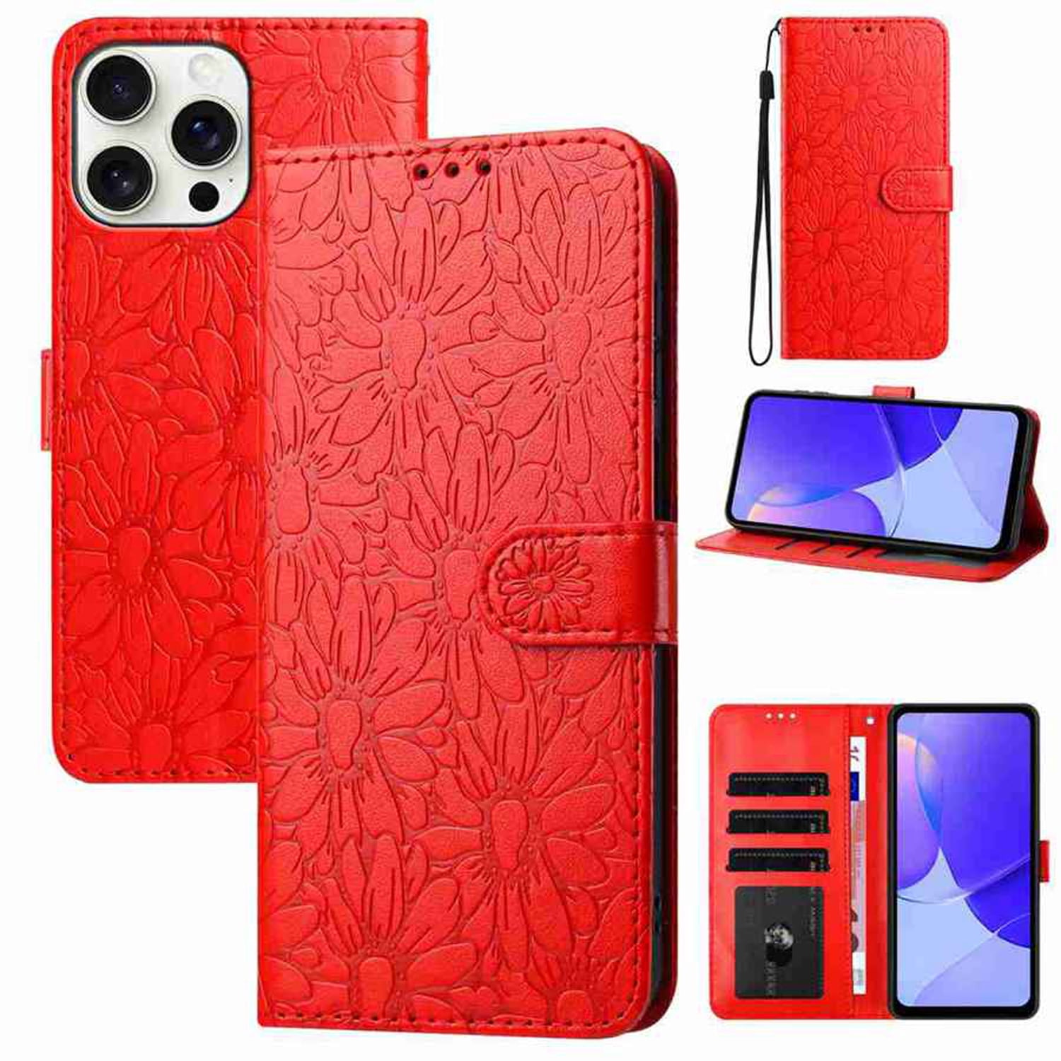 Decase Embossed Flip Wallet Case for iPhone 16 Pro Max,Fashion PU ...