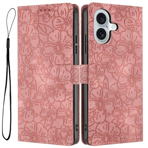 Decase Flip Case for iPhone 17,Embossed Cherry Blossoms Flip PU Leather ...