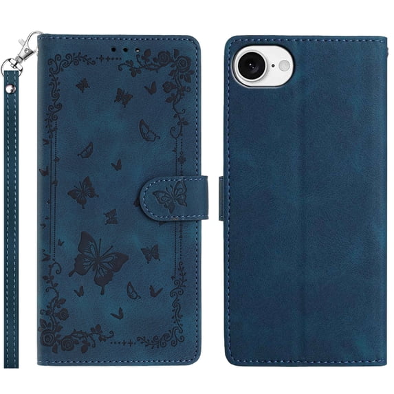 Decase Flip Wallet Case for iPhone 16e,Embossed Butterfly Flower ...