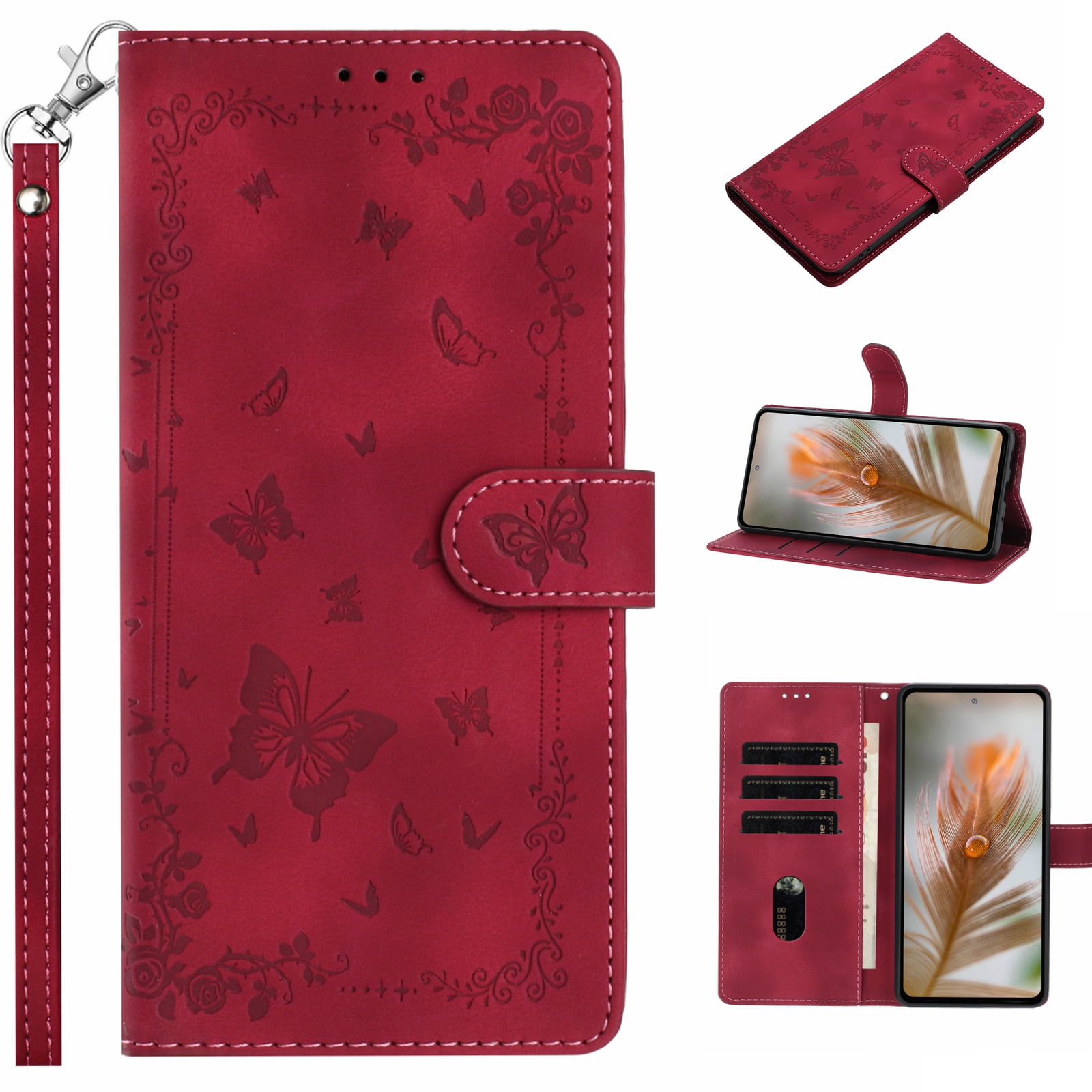 Decase Flip Wallet Case for iPhone 17 Pro Max,Embossed Butterfly Flower ...