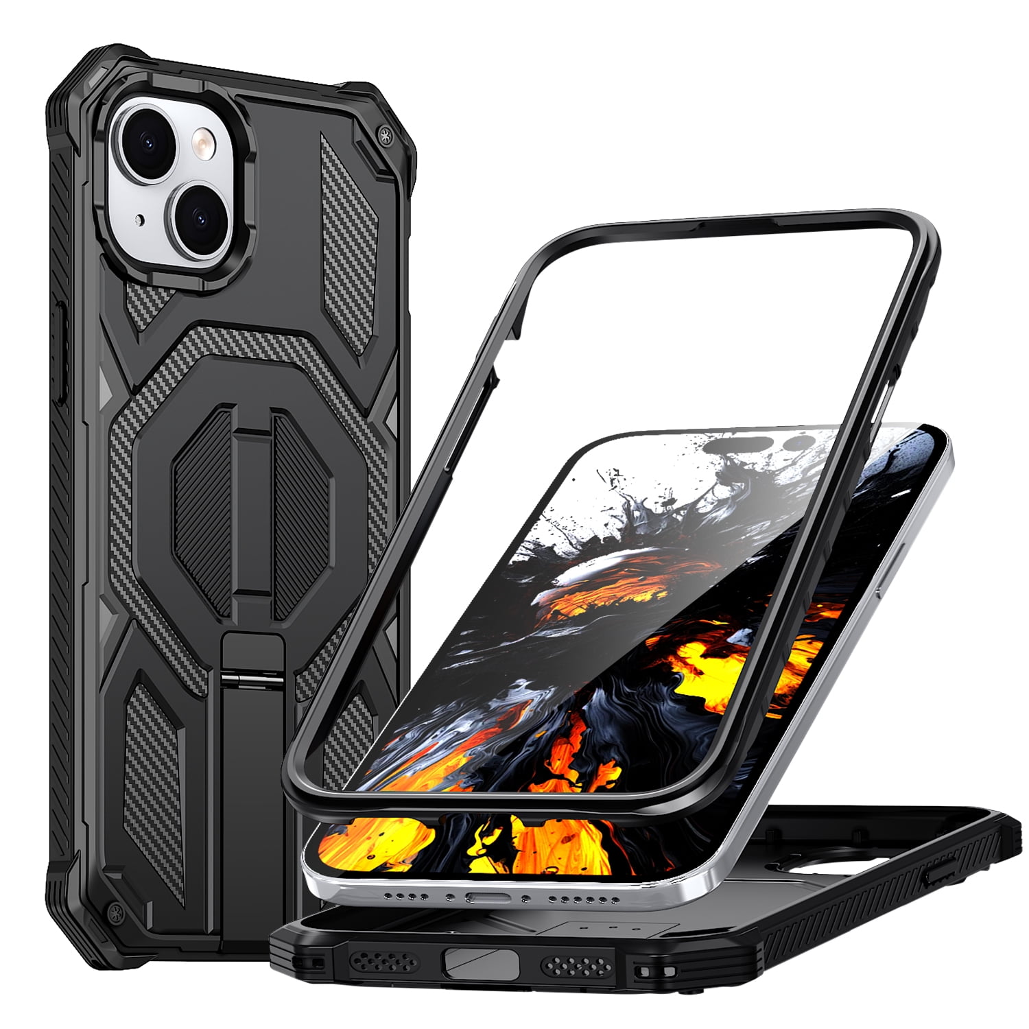 Decase Magnetic Case for iPhone 15,Rugged Cover with Vertical Bracket ...