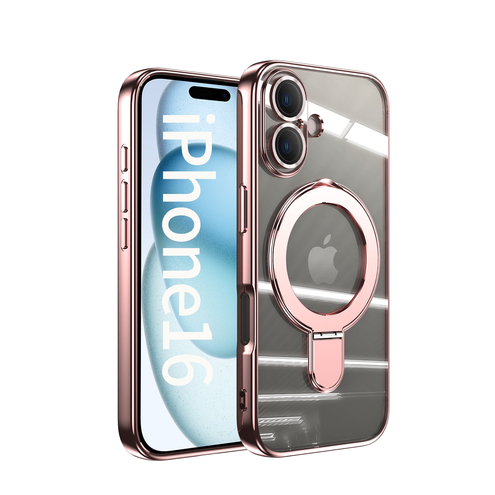 Decase Plating Ring Stand Case for iPhone 16,Shockproof Transparent TPU ...