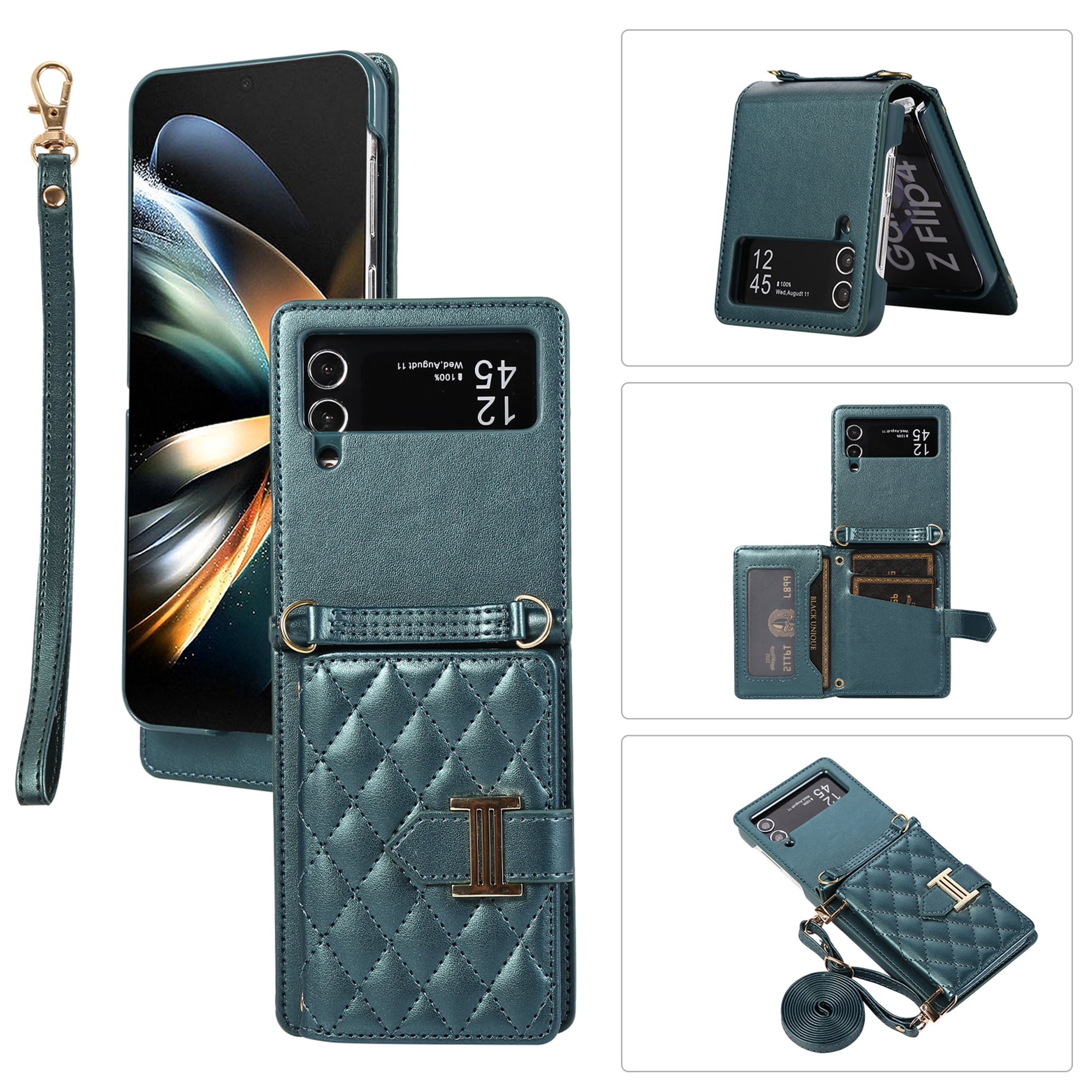 Decase for Samsung Z Flip 5 Leather Wallet Case, Detachable Crossbody ...