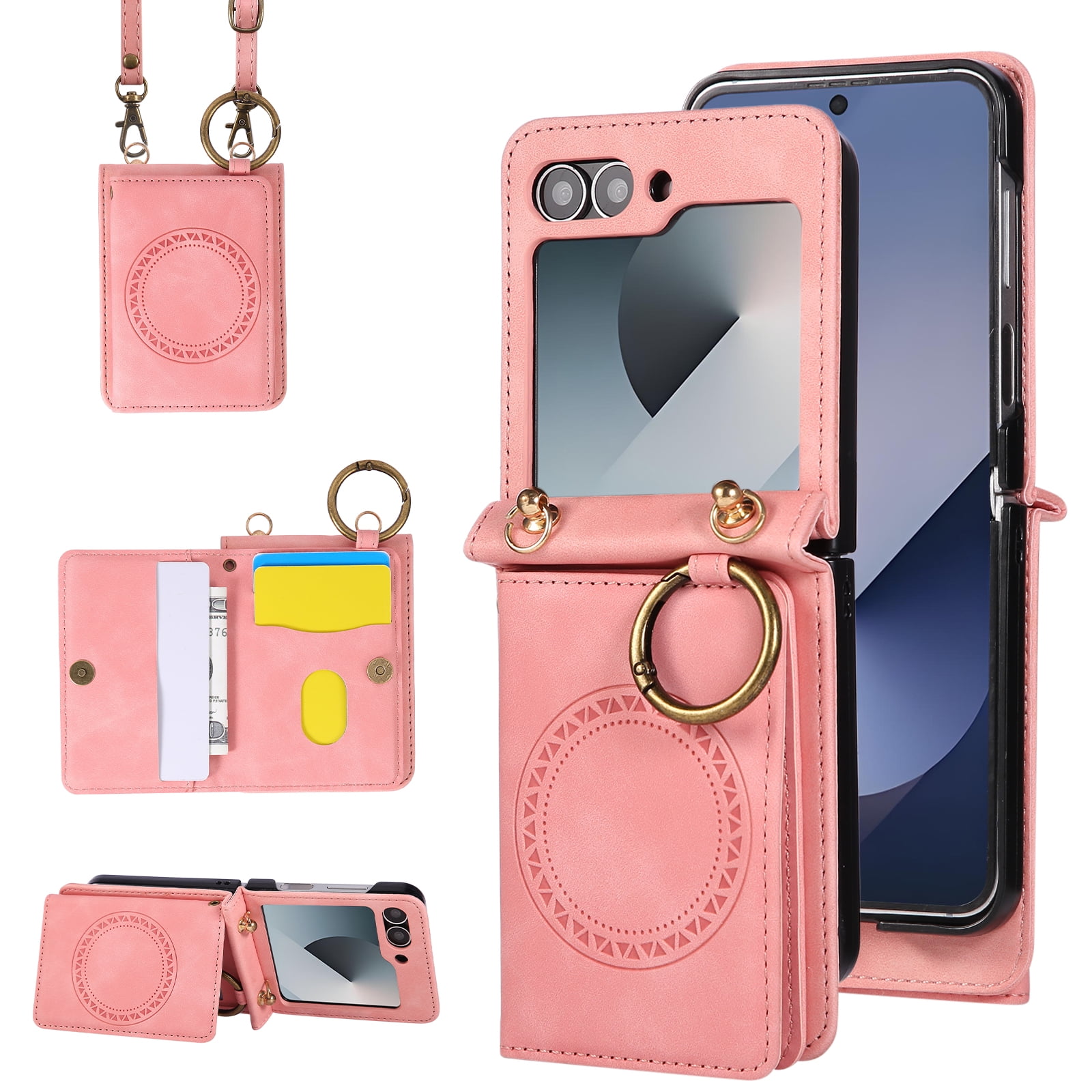 Decase Wallet Case for Samsung Galaxy Z Flip 6, Crossbody Leather Phone ...