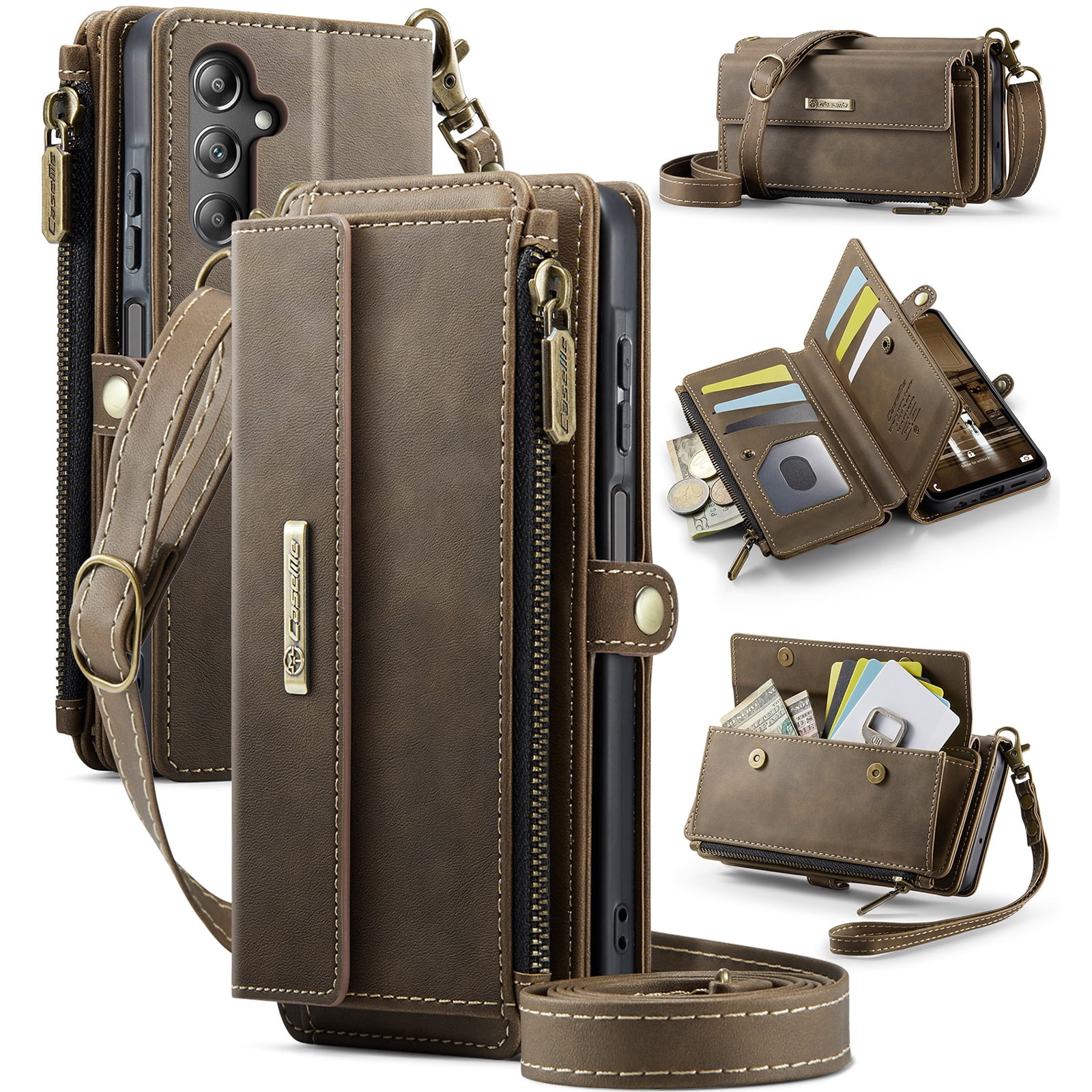 Decase Wallet Case for Samsung Galaxy A15,Magnetic Flip Zipper Pocket ...