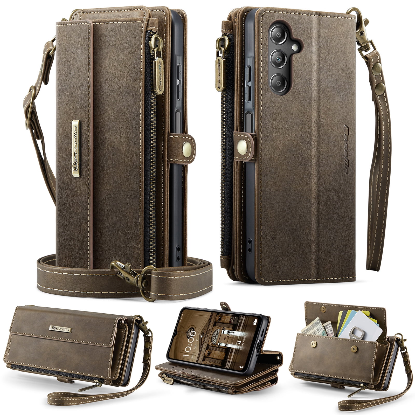 Decase Wallet Case for Samsung Galaxy A16 5G,Magnetic Flip Zipper ...