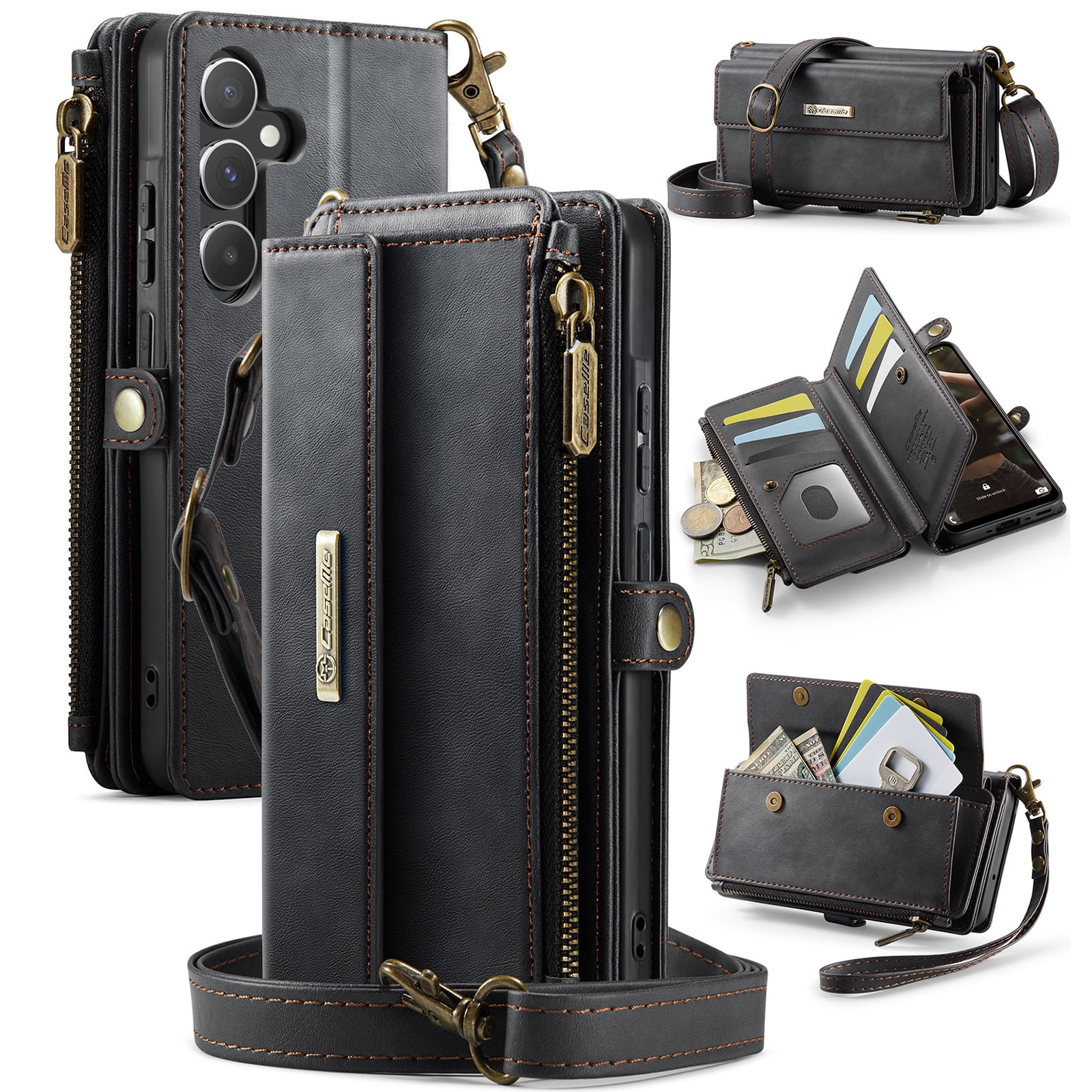 Decase Wallet Case for Samsung Galaxy A55,Magnetic Flip Zipper Pocket ...