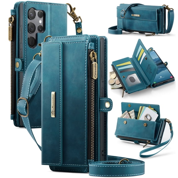 Decase Wallet Case for Samsung Galaxy S23 Ultra,Magnetic Flip Zipper ...