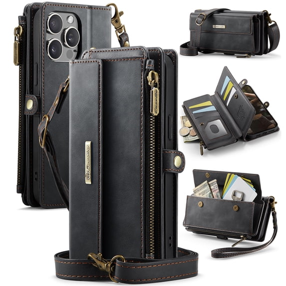 Decase Wallet Case for iPhone 13 Pro,Magnetic Flip Zipper Pocket PU ...