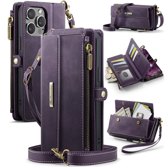 Decase Wallet Case for iPhone 15 Pro,Magnetic Flip Zipper Pocket PU ...