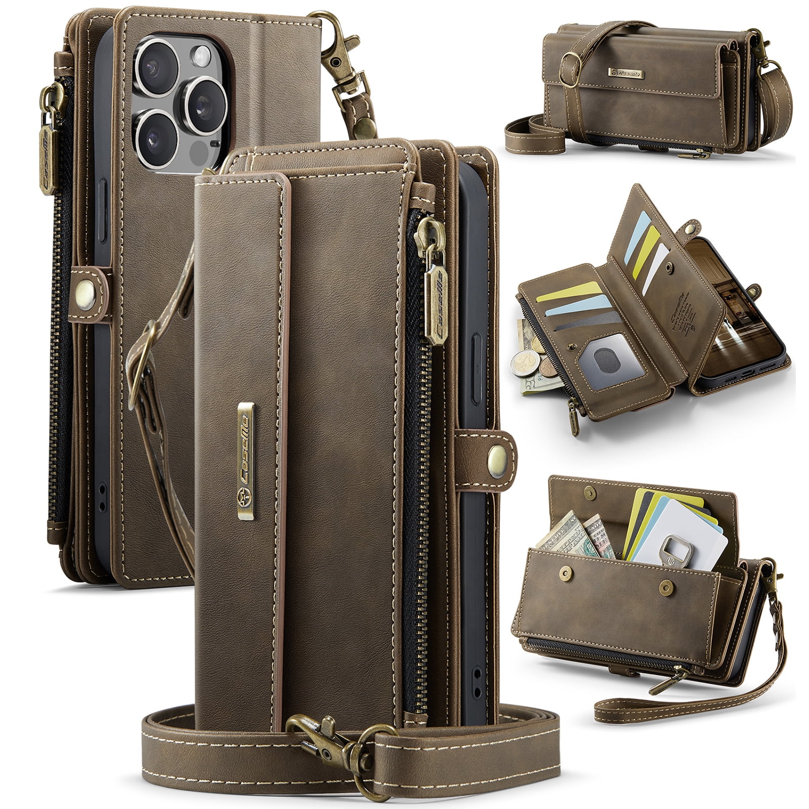 Decase Wallet Case for iPhone 15 Pro Max,Magnetic Flip Zipper Pocket PU ...