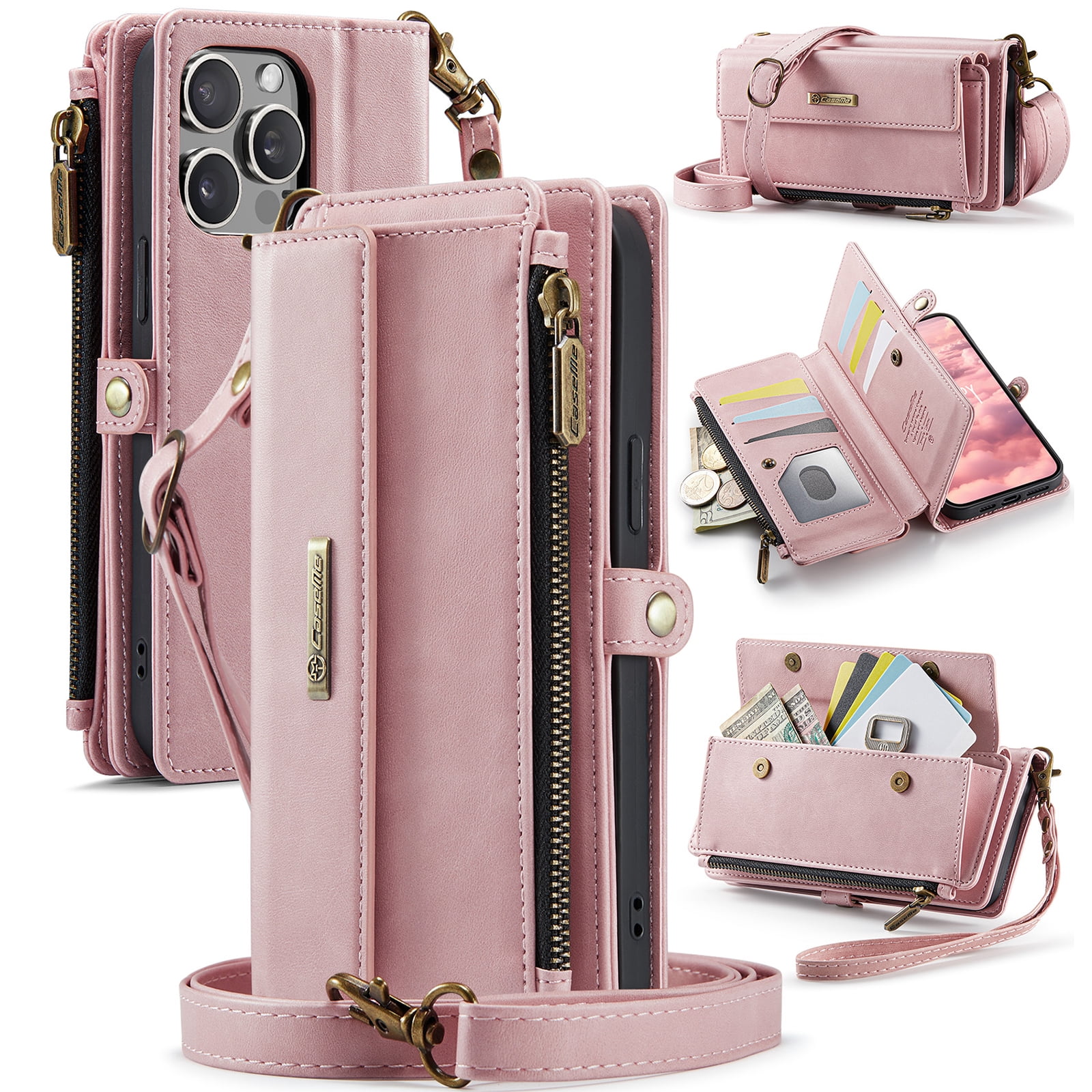 Decase Wallet Case for iPhone 15 Pro Max,Magnetic Flip Zipper Pocket PU ...