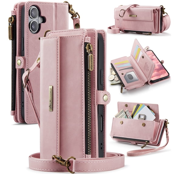 Decase Wallet Case for iPhone 16,Magnetic Flip Zipper Pocket PU Leather ...