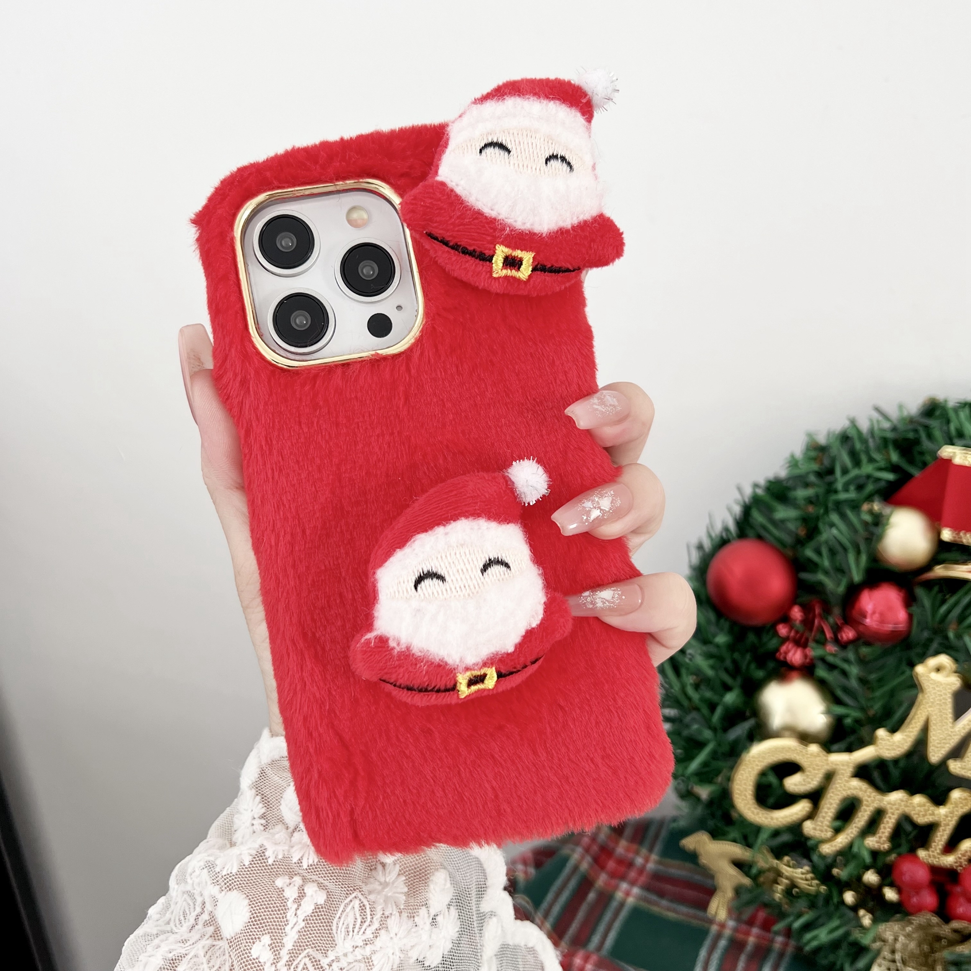 Decase Warm Plush Case for iPhone 12 Pro / 12,Cute 3D Santa Claus ...