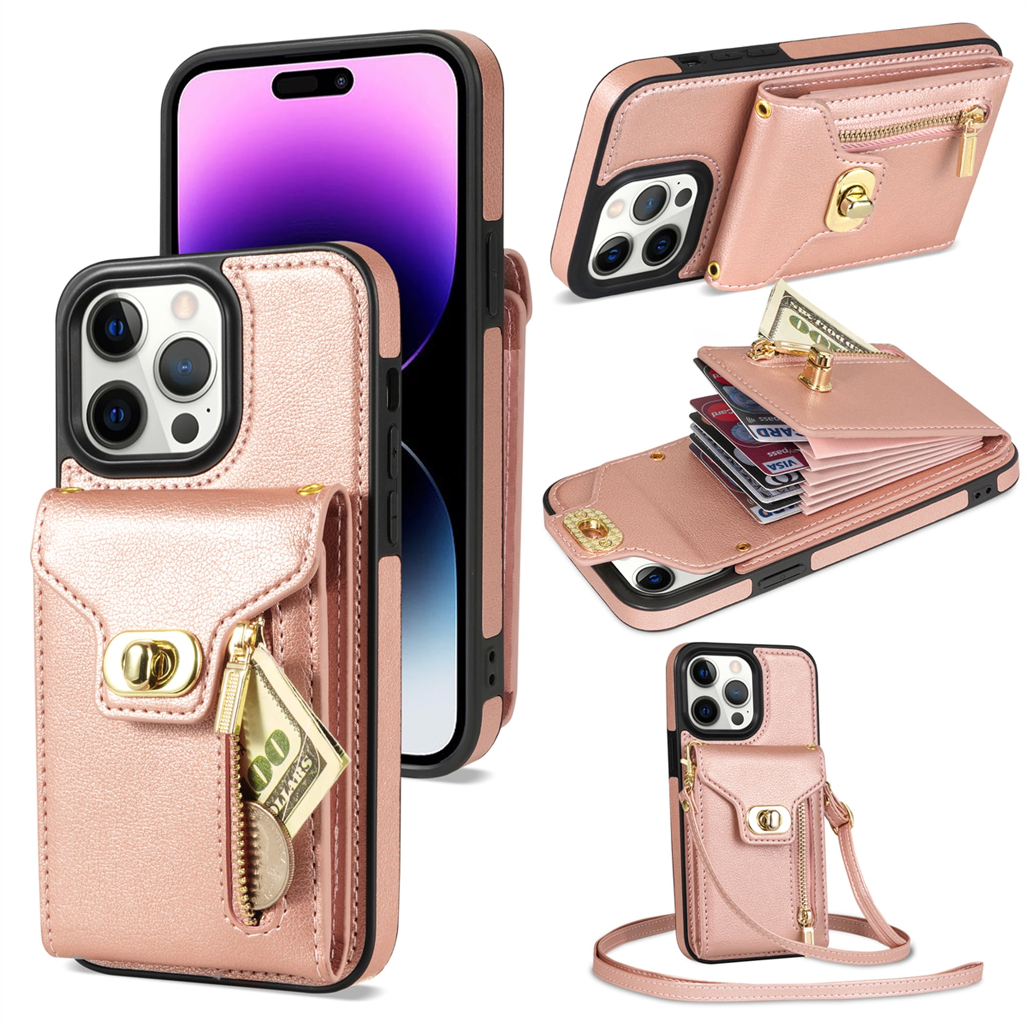 Decase Zipper Wallet Case for iPhone 11, Crossbody Luxury PU Leather ...