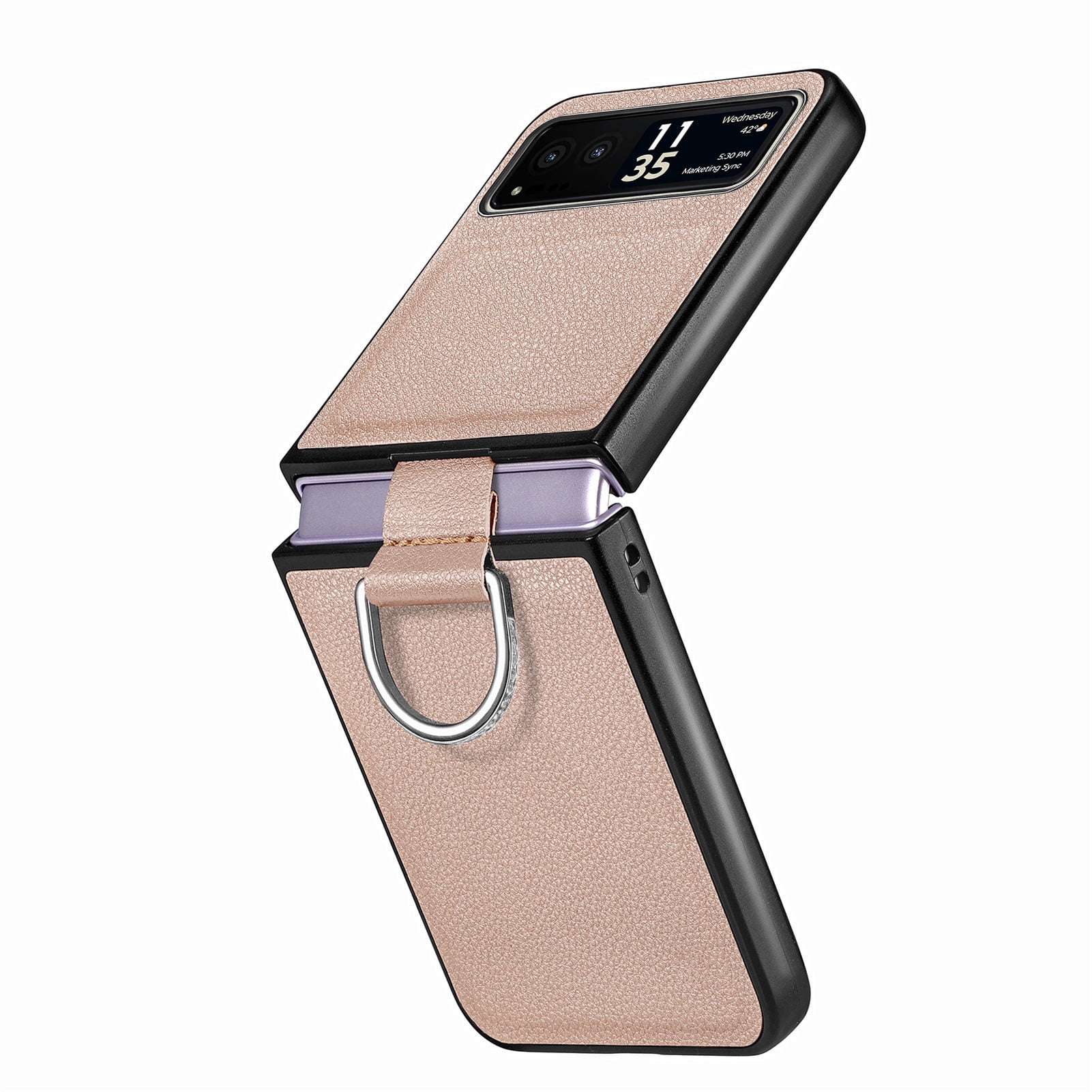 Decase for Motorola Razr 40 Leather Case Cover, with Metal Finger Ring ...