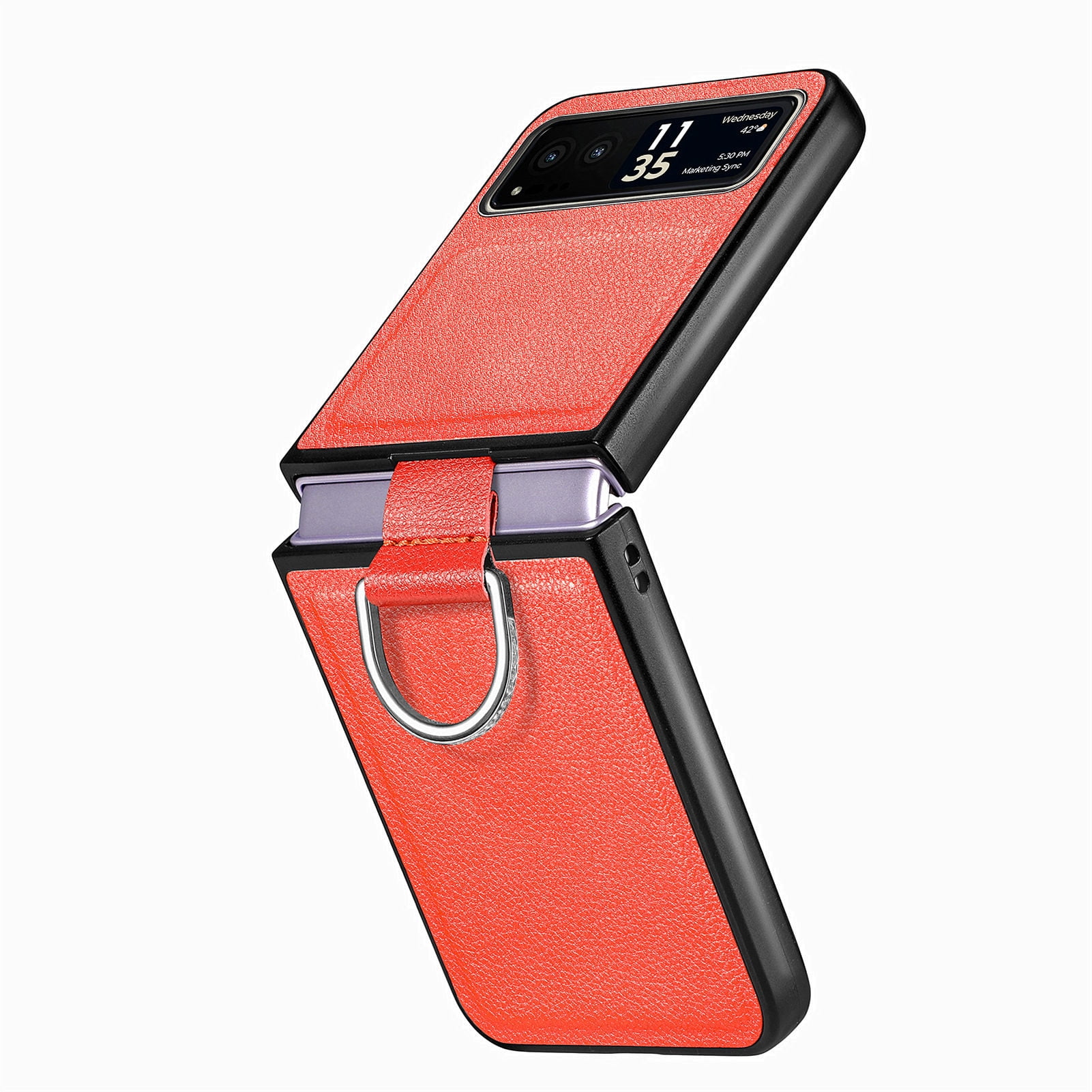 Decase for Motorola Razr 40 Leather Case Cover, with Metal Finger Ring ...