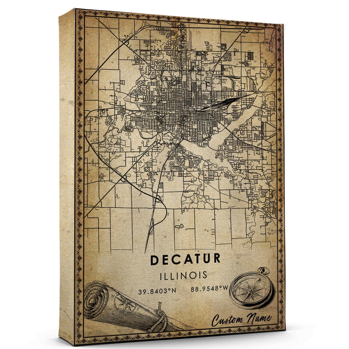 Decatur Map Poster, Illinois Map Art Poster, Canvas, Decatur Map City ...