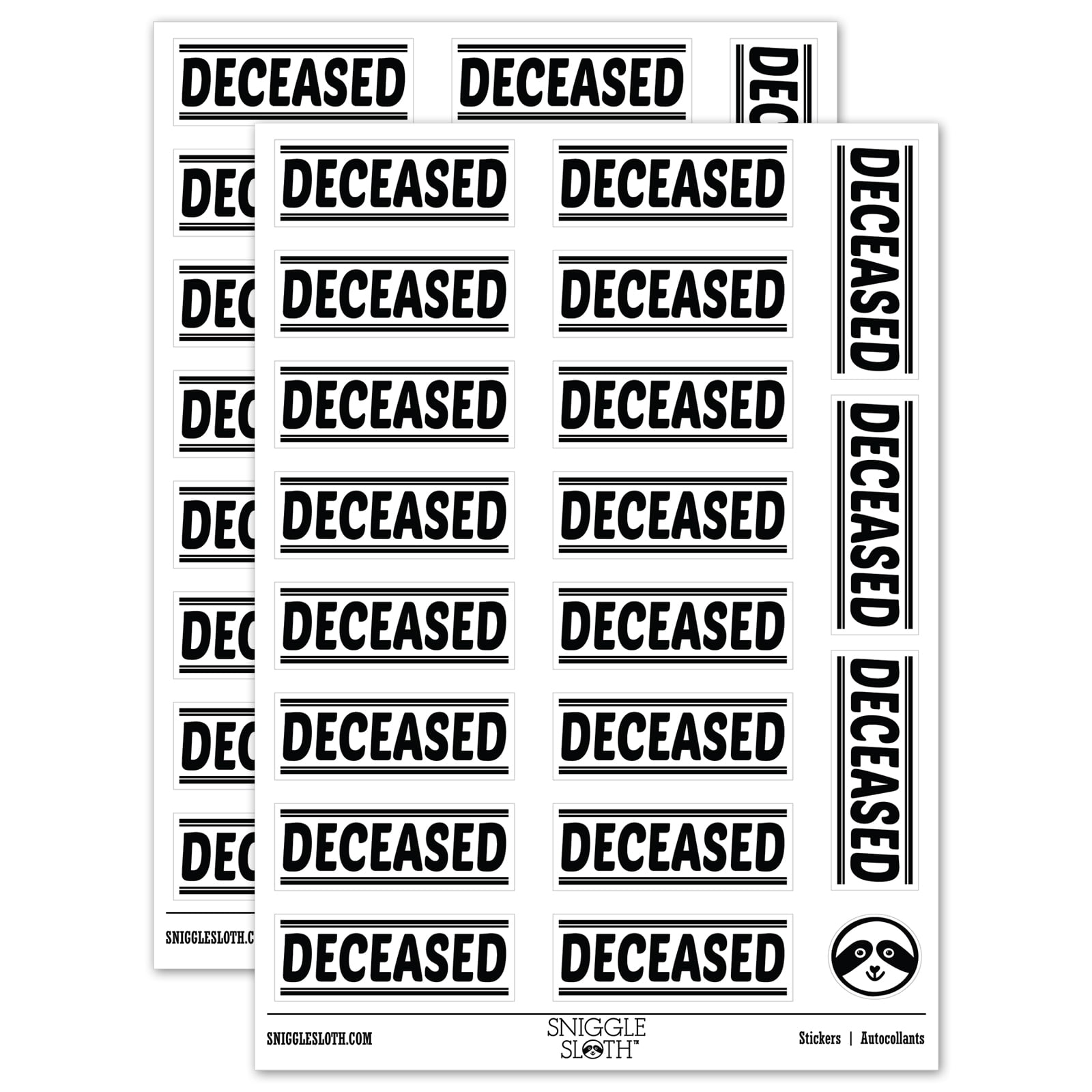 Deceased Border Top Bottom Sticker Set - White - Gloss Finish - 2.00 ...